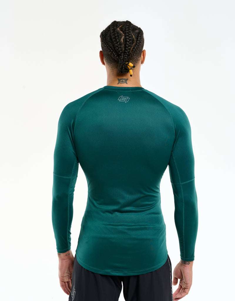 Compression Long Sleeve in Teal - High-Performance Athletic Fit