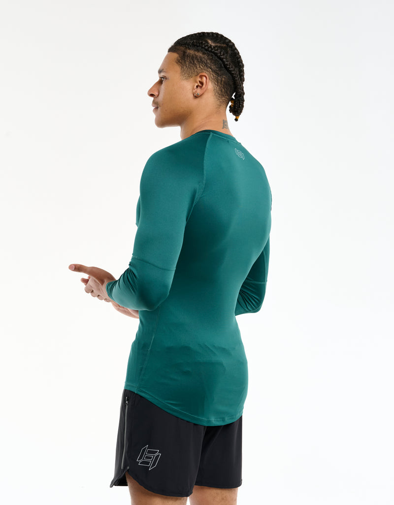 Compression Long Sleeve in Teal - High-Performance Athletic Fit