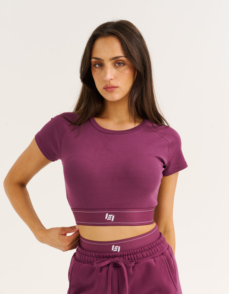 Bubble Banded Top | Gym Crop Top Tan | ECHT