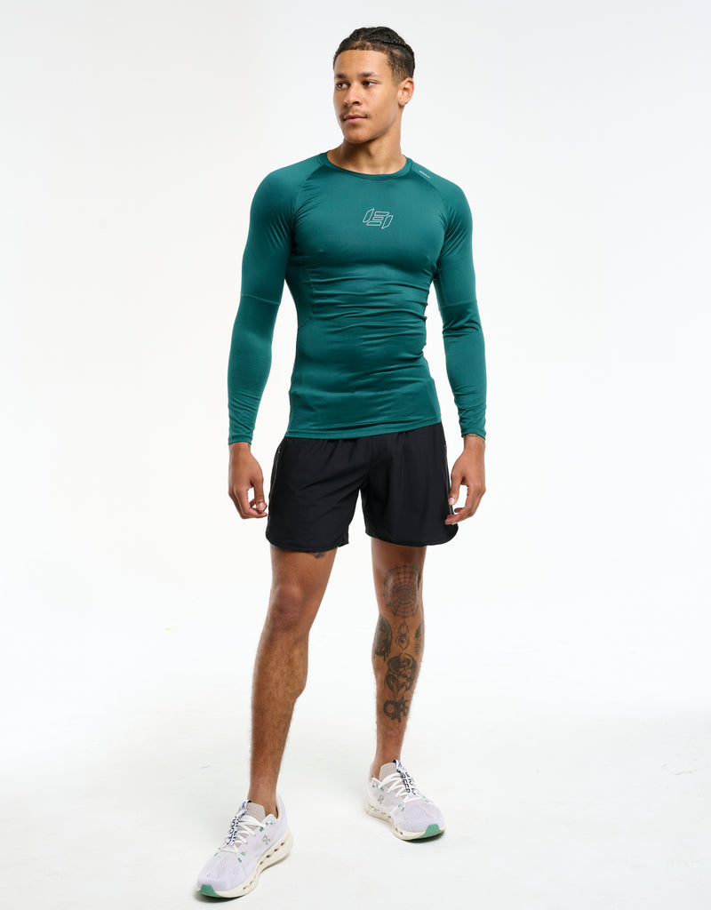 Compression Long Sleeve in Teal - High-Performance Athletic Fit