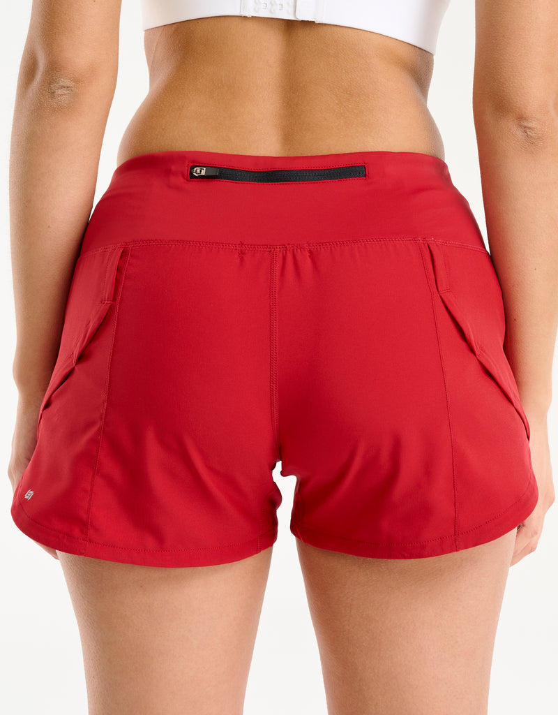 Pace Shorts in Red | Dual-Layer Design for Ultimate Support & Style